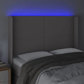 Čelo postele s LED šedé 147 x 16 x 118/128 cm umělá kůže 3123862