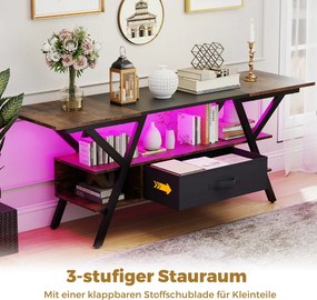 Costway Televizní stojan pro 65 palcový televizor 3 Tier Entertainment – hnědý