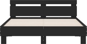 Rám postele s čelem černý 150 x 200 cm kompozitní dřevo 3207414