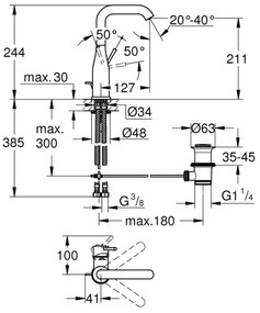 GROHE 32628GN1 - Umyvadlová baterie ESSENCE velikost L zlatá