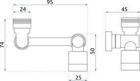 Rea Colt, otočné prodloužení ramene pro baterii, chromová, REA-B0660