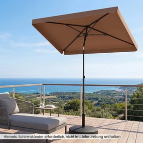 Costway Slunečník Obdélníkový s úhlem sklonu 30° Skládací – 200 × 130 cm, hnědý