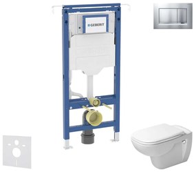Geberit Duofix - Set předstěnové instalace, klozetu a sedátka Duravit D-Code, tlačítka Sigma20, Rimless, SoftClose, matný chrom/chrom SANI11CP2101