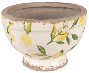 Béžový keramický obal na květináč s citróny Rebekka S – 17x11 cm