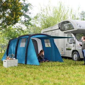 Inflatabilní stan Outsunny pro 3-6 osob s pumpou - stan na kempování UV50+ pro rodiny, větruodolný a rychlo-setup stan na 3 sezóny