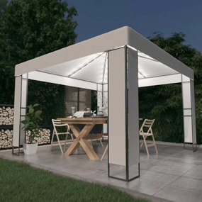 Altán s dvojitou stříškou a světelnými LED řetězy 3 x 3 m bílý 3070302