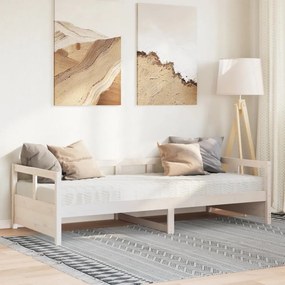 Válenda s matrací bílá 90 x 200 cm masivní borovice 3321051