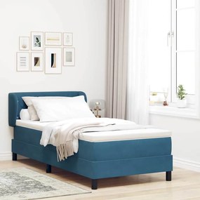 Postel s boxspringem s čelo Tmavě moddrá 90 x 200 cm samet 3340320