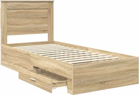 Rám postele Sonoma dub a stříbrná 75 x 190 cm Kompozitní dřevo 3410375