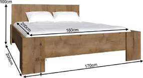 Postel MONTANA L1 160x200, dub lefkas tmavý Kondela 0000086180