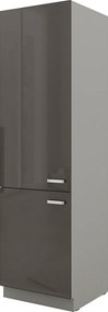 GREY gr | vysoká skříňka 60 DK-210 2F potravinová s policemi | 60 cm | světle šedá/tmavě šedá lesk