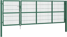Zahradní plotová branka se sloupky 350 x 120 cm ocelově zelená 142570