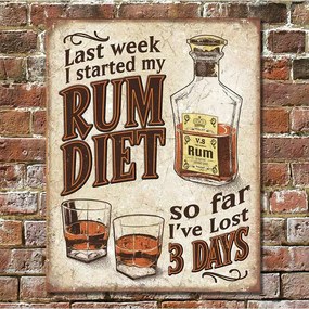 Plechová cedule Rum Diet 32 cm x 40 cm