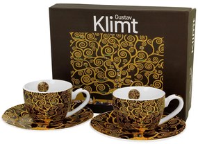 Porcelánový šálek s podšálkem Klimt Tree Of Life 90 ml sada 2ks