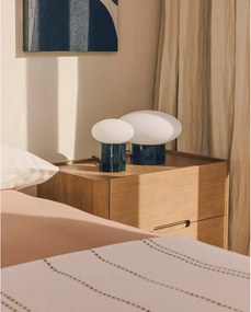 Bílá/černá kovová stolní lampa se skleněným stínidlem (výška 20 cm) Idela – Kave Home