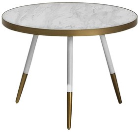 Konferenční stolek s mramorovým efektem bílý/zlatý RAMONA Beliani