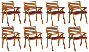 Zahradní židle s poduškami 8 ks masivní akáciové dřevo,  3075210