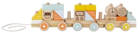 Classic World Dřevěný vláček pro děti - 3 vagóny s kostkami