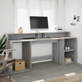 Psací stůl s LED šedý sonoma 200 x 55 x 91 cm kompozitní dřevo 3309443