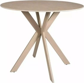 Kulatý jídelní stůl TALIA 90 cm s keramickou travertinovou deskou, béžový