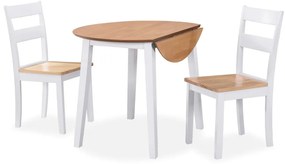 Jídelní set 3 kusy, MDF a kaučukovníkové dřevo, bílý 274942