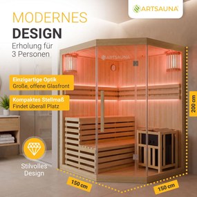 Artsauna Finská sauna Espoo 150 Premium pro 3 osoby