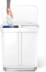 Simplehuman 58 l (34/24) bílá ocel / Pedálový odpadkový koš na tříděný