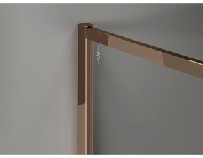 Mexen Kioto-F, sprchová zástěna s rámem 120 x 202 cm, 8 mm šedé sklo, profil růžové zlato, 800-120-104-60-40