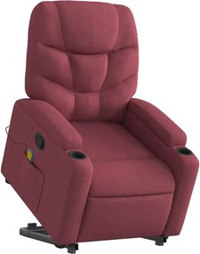 Zvedací masážní polohovací křeslo vínové textil 3204611