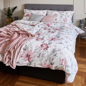 SCANquilt povlečení KLASIK SOFT magnolia bílošedorůžová 140 x 200/70 x 90 cm