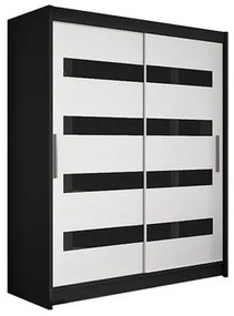 Velká šatní skříň WESTA IV černá/bílá šířka 150 cm
