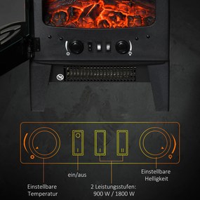HOMCOM Elektrický krb s vytápěním, 2000 W elektrický krb s LED plamenovým efektem