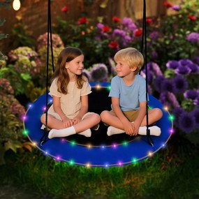 Costway Houpačka hnízdo Ø100 cm LED osvětlení Nastavitelné lano do 150 kg