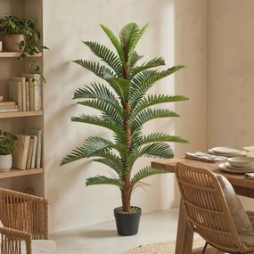 HOMCOM Umělá palma 120 cm s 24 listy z PEVA, dekorativní rostlina s plastovým květináčem, zelená