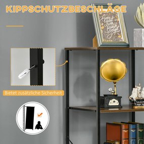 HOMCOM Úložný kabinet s látkovými zásuvkami, 3 zásuvky, skříň s ocelovým rámem pro ložnici a obývací pokoj, rustikální hnědá