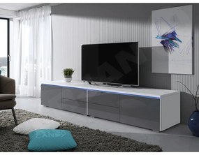 TV stolek Cleo XI Double L+P, Barva: bílá / černý lesk