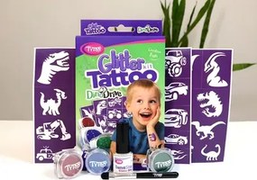 TYTOO Sada třpytivých tetování DinoDrive / Motiv dinosauři a auta / od