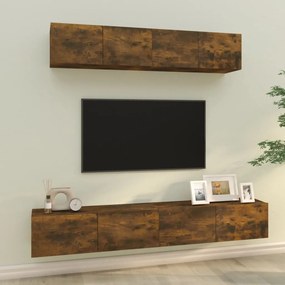 4dílný set TV skříněk kouřový dub kompozitní dřevo 3114539