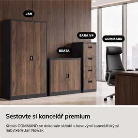 Kancelářské kožené manažerské křeslo černé COMMAND