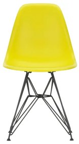 Eames Plastic Chair DSR černě lakovaná žlutá bílé na tvrdou podlahu Vitra