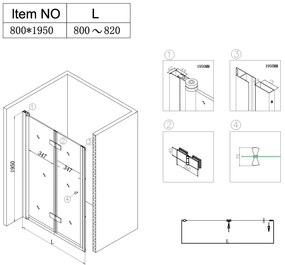 BPS-koupelny Zalamovací otočné sprchové dveře HYD-JSD01A 80 chrom/transparent pro instalaci do niky - bez vaničky