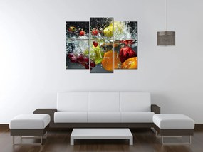 Gario Obraz s hodinami Sladké ovoce - 3 dílný Rozměry: 80 x 40 cm