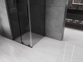 Mexen Velar L, sprchový kout s posuvnými dveřmi 110 x 110 cm, 8mm šedé sklo, černá matná, 871-110-110-43-70