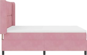 Postel s boxspringem s čelo Růžová 160 x 200 cm samet 3342073