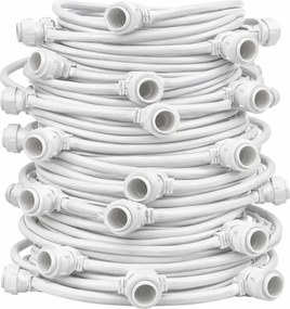 Easy Fix světelná girlanda, venkovní, 50 m, pro 50 žárovek E27, bílý kabel, IP67, bez žárovek, cívka