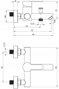Deante Bath mixer, wall-mounted
