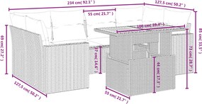 7dílná zahradní sedací souprava s poduškami černá polyratan 3271210