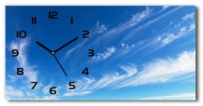 Wallmuralia Skleněné hodiny na stěnu Modré nebe 60x30 cm