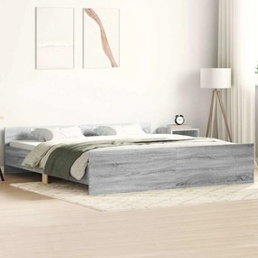 Rám postele s hlavovým a nožním čelem šedý sonoma 200 x 200 cm 3203738