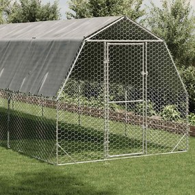 Výběh pro slepice se střechou 2,5x6x2,25 m pozinkovaná ocel 3328522